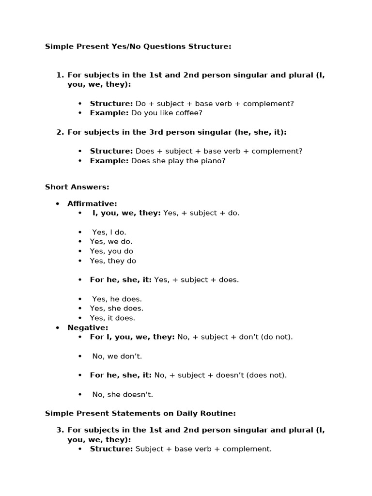 Simple Past Yes or No Questions | PDF