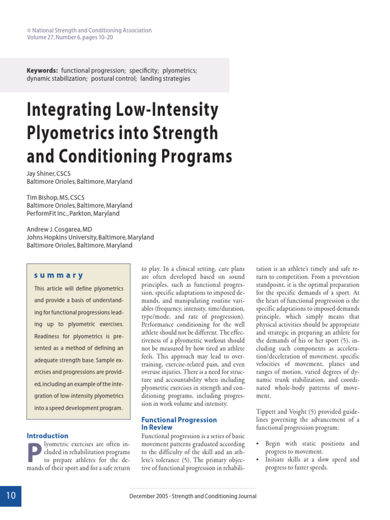 Integrating Low-Intensity Plyometrics Programs | PDF | Vertebral Column ...