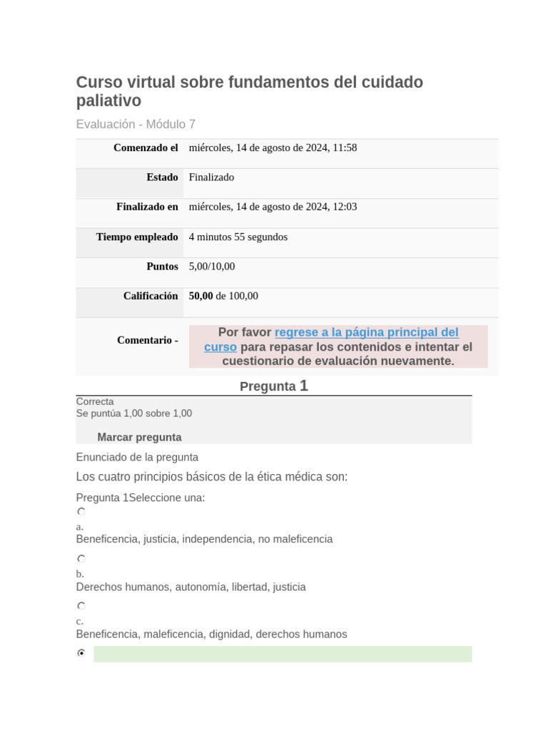 Modulo 7 Curso Virtual Sobre Fundamentos Del Cuidado Paliativo | PDF | Diagnostico medico | Medicina