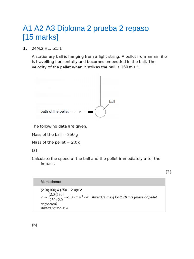 Parcial A1 A2 A3 DP2 Prueba 2 MS | PDF | Collision | Force