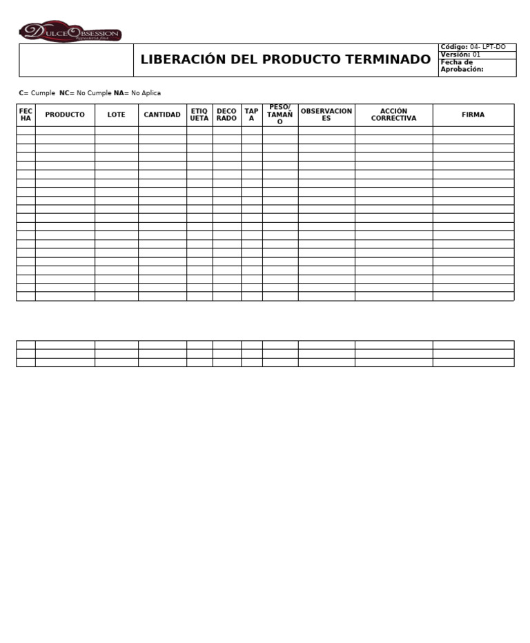 04-LPT-Liberacion de Producto Terminado | PDF