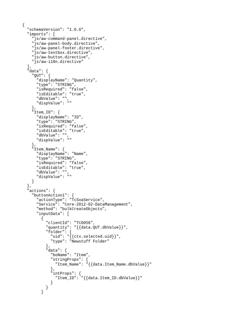 Bulk Create Item Objects Schema | PDF