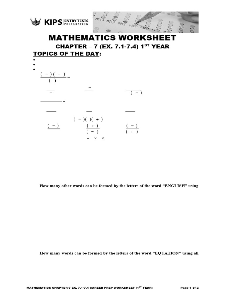Mathematics Worksheet-11 (1) | PDF | Mathematics