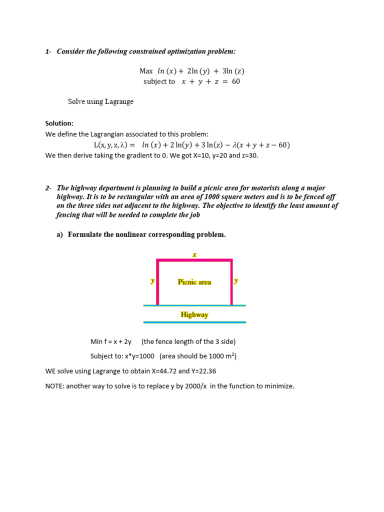 Non Linear Optimization - Additional Exercises - Solution | PDF ...