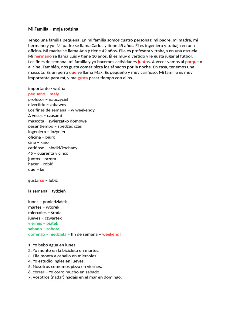 Mi Familia: Presentación y Actividades | PDF | Almuerzo