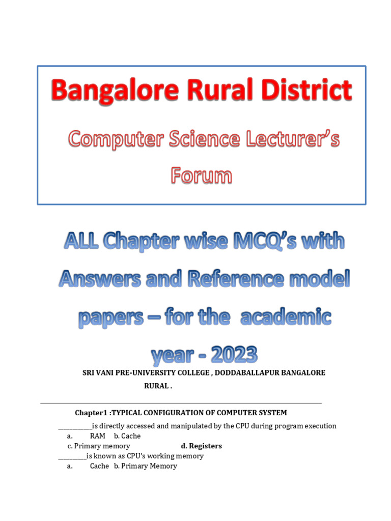 Cs Chapter Wise MCQ & Old Model Papers | PDF | Queue (Abstract Data ...