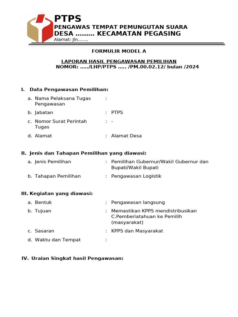 Form-A Ptps Nama Desa (C.pemberitahuan) | PDF