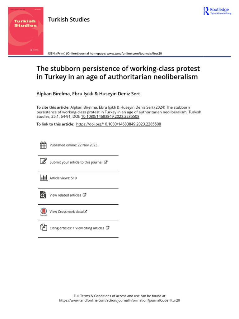 The Stubborn Persistence of Working-Class Protest in Turkey in An Age ...