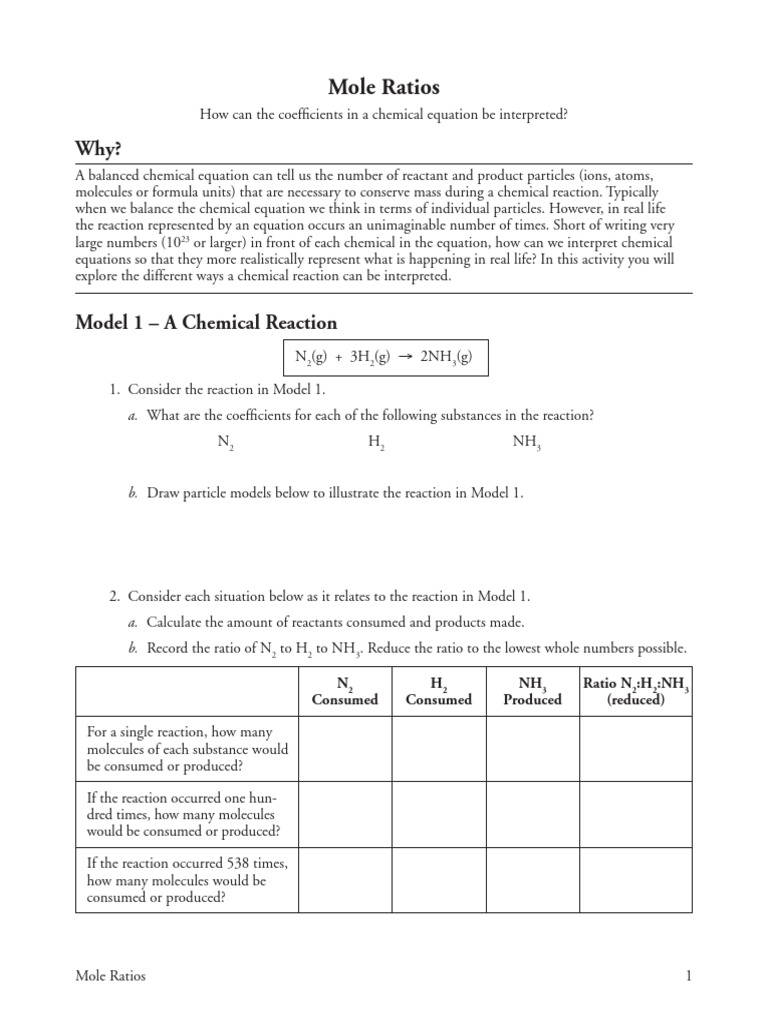 23 Mole Ratios-S | PDF | Ammonia | Mole (Unit)