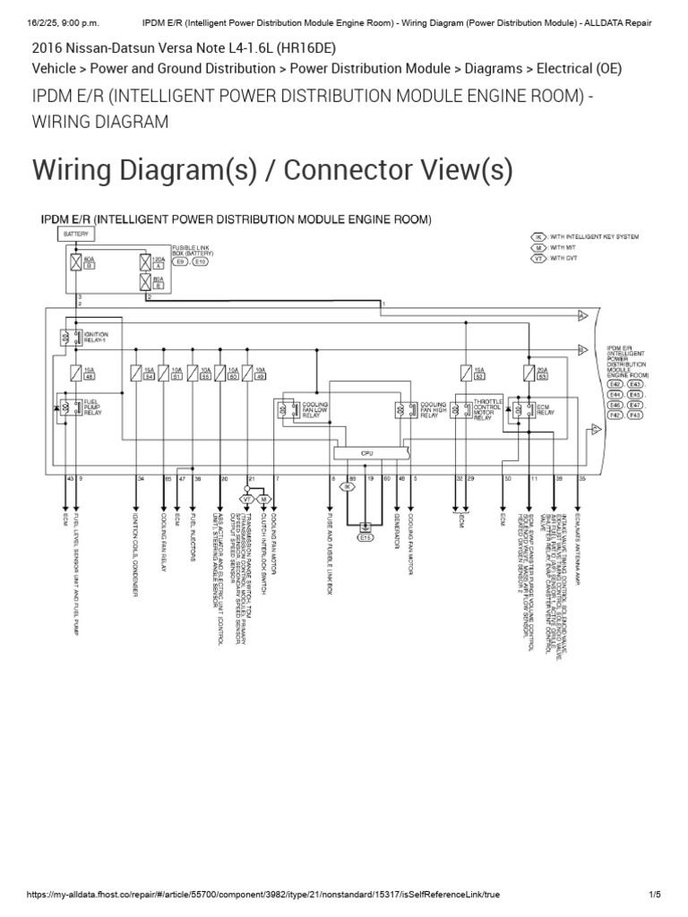 IPDM E - R (Intelligent Power Distribution Module Engine Room) - Wiring Diagram (Power ...
