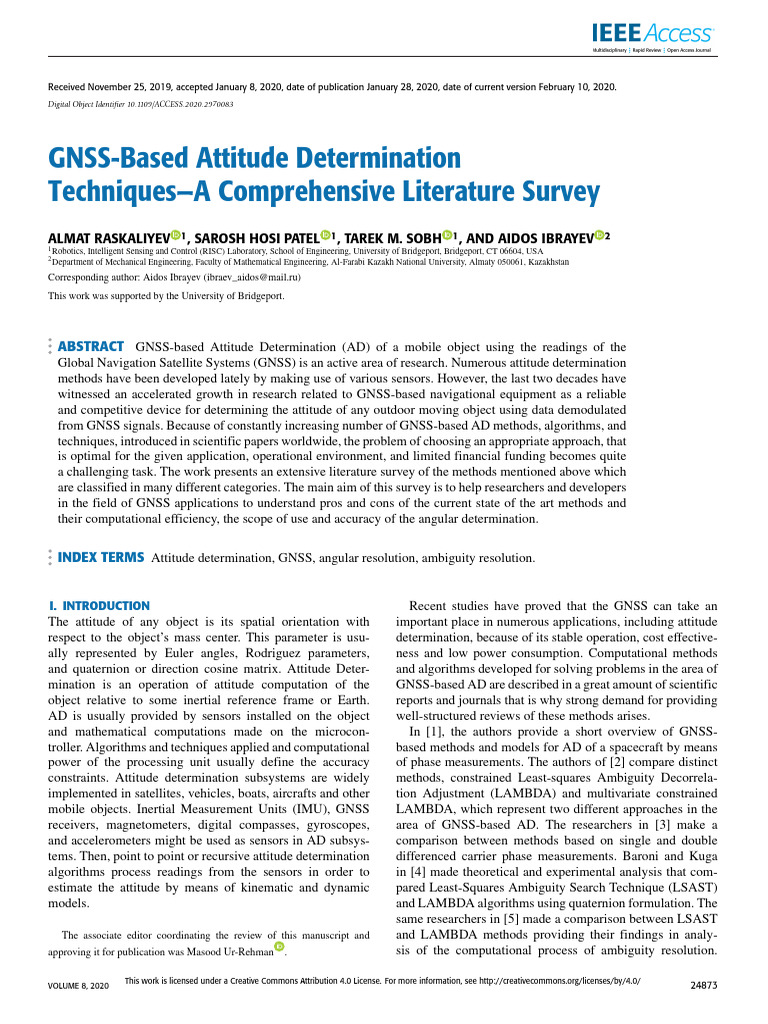 Gnss Based Attitude Determination Techniquesa Comprehensive Literature Survey Pdf Inertial