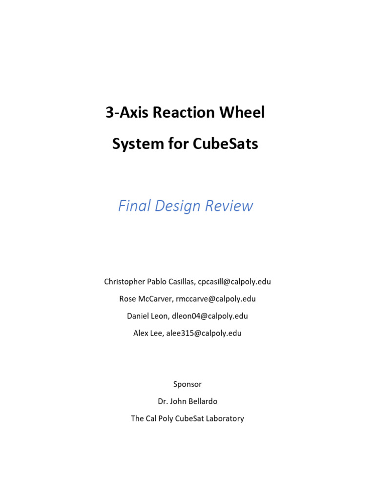 CubeSat 3-Axis Reaction Wheel Design | PDF | Outer Space | Spacecraft