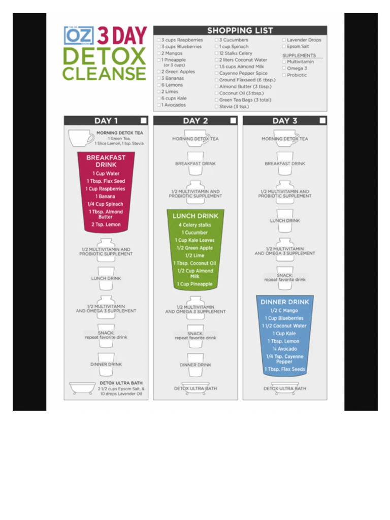 Doctoroz 3 Day Detox One Sheet | PDF