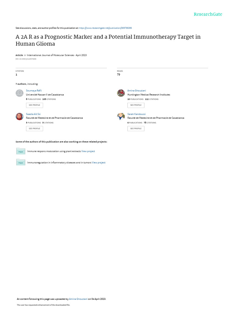 A2 ARasa Prognostic Markeranda Potential Immunotherapy Targetin Human ...