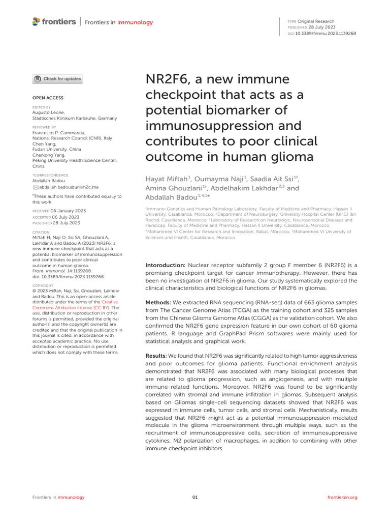 NR2F6 A New Immune Checkpoint That Acts As A Poten | PDF ...