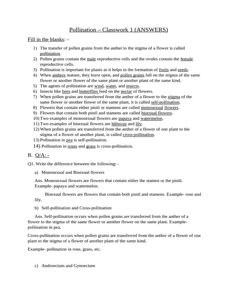 Self-Pollination in Monosexual Flowers | PDF | Flowers | Pollination