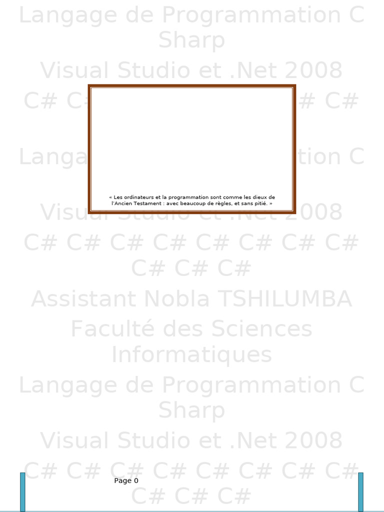 Introduction à C# et Visual Studio 2008 | PDF | C# (Langage de ...