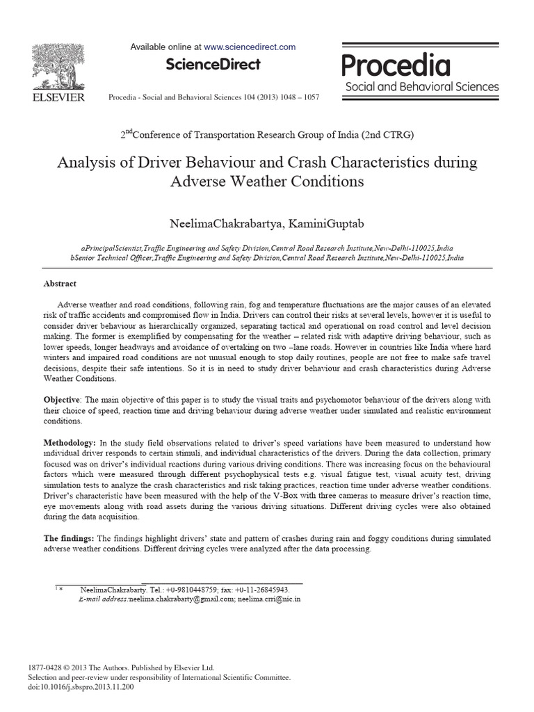 Analysis of Driver Behaviour and Crash C 240607 123458 | PDF | Traffic Collision | Behavior