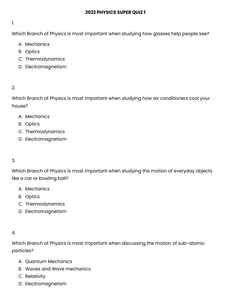 2022 Physics Super Quiz 1 | PDF | Thermal Expansion | International ...