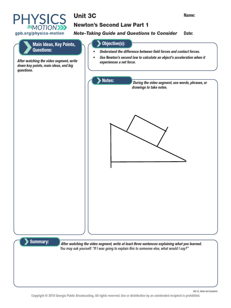 Unit_3C_Notetaking_Guide_and_Quest | PDF | Force | Weight