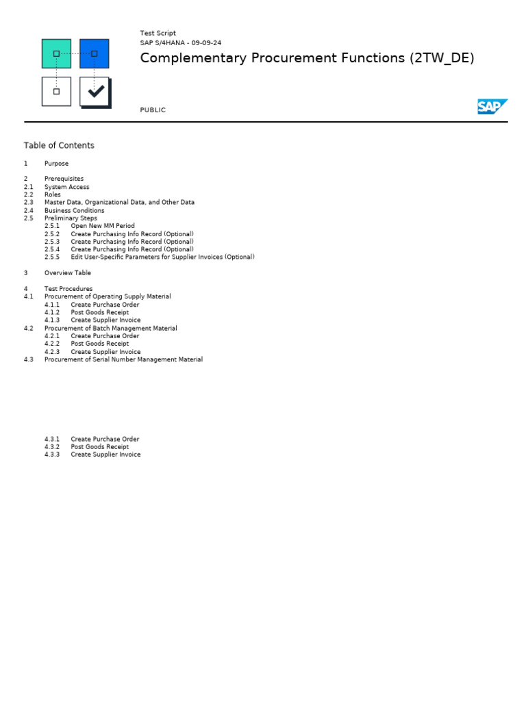 Complementary Procurement Functions (2TW) 2TW - S4HANA2023-FPS02 - BPD - EN - DE | PDF | Taxes ...