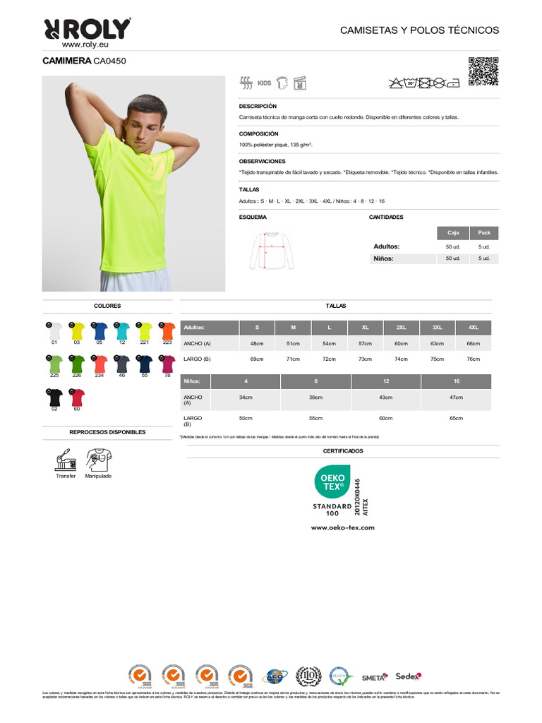 Camiseta Técnica Roly CA0450 | PDF