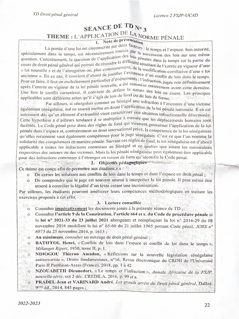 Séance 3 Pénal | PDF