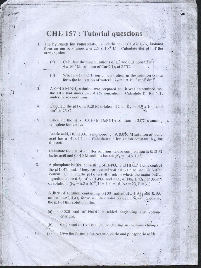 Chem 156 Tut Qs | PDF