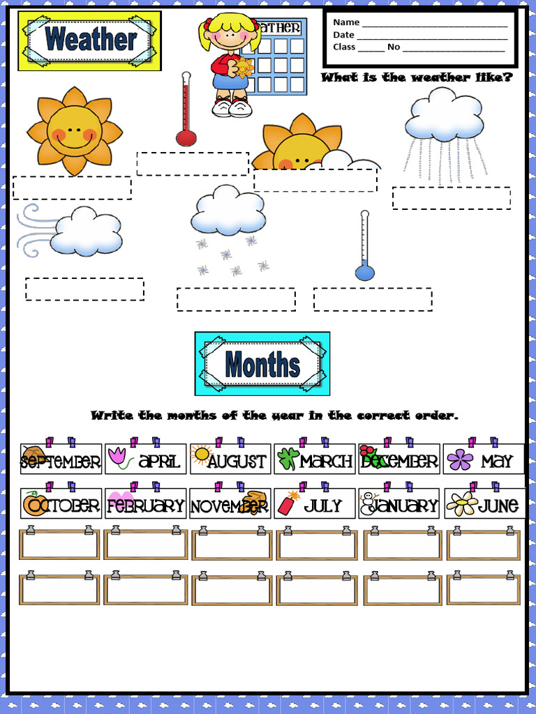 Weathermonths Days of The Week Seasons Fun Activities Games - 44863 | PDF