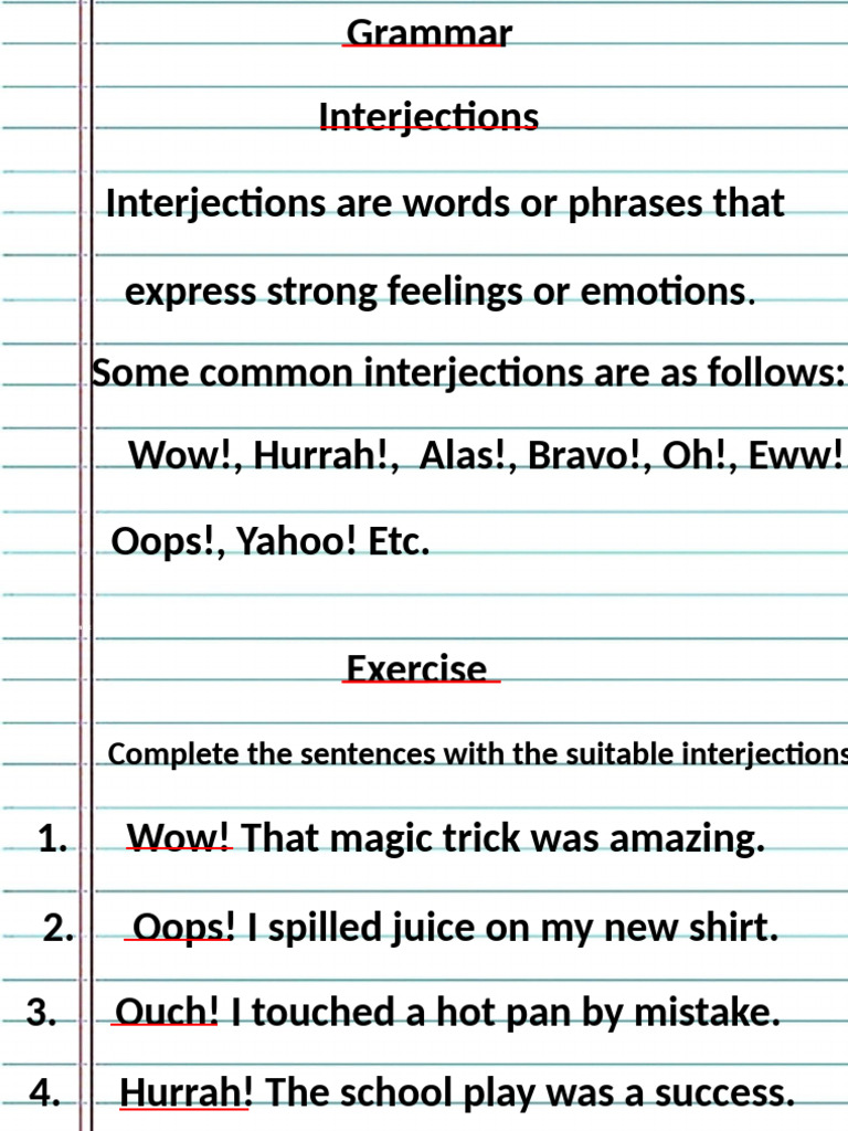 Interjections Notes(23 24) | PDF