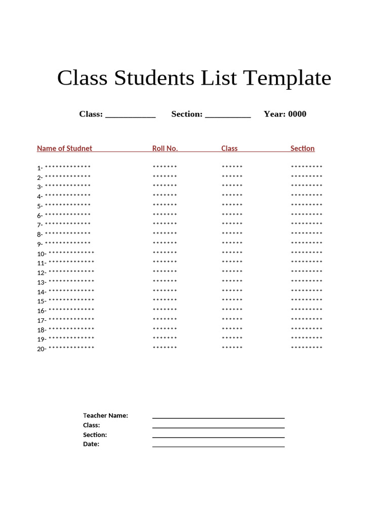 Classstudentslisttemplate | PDF