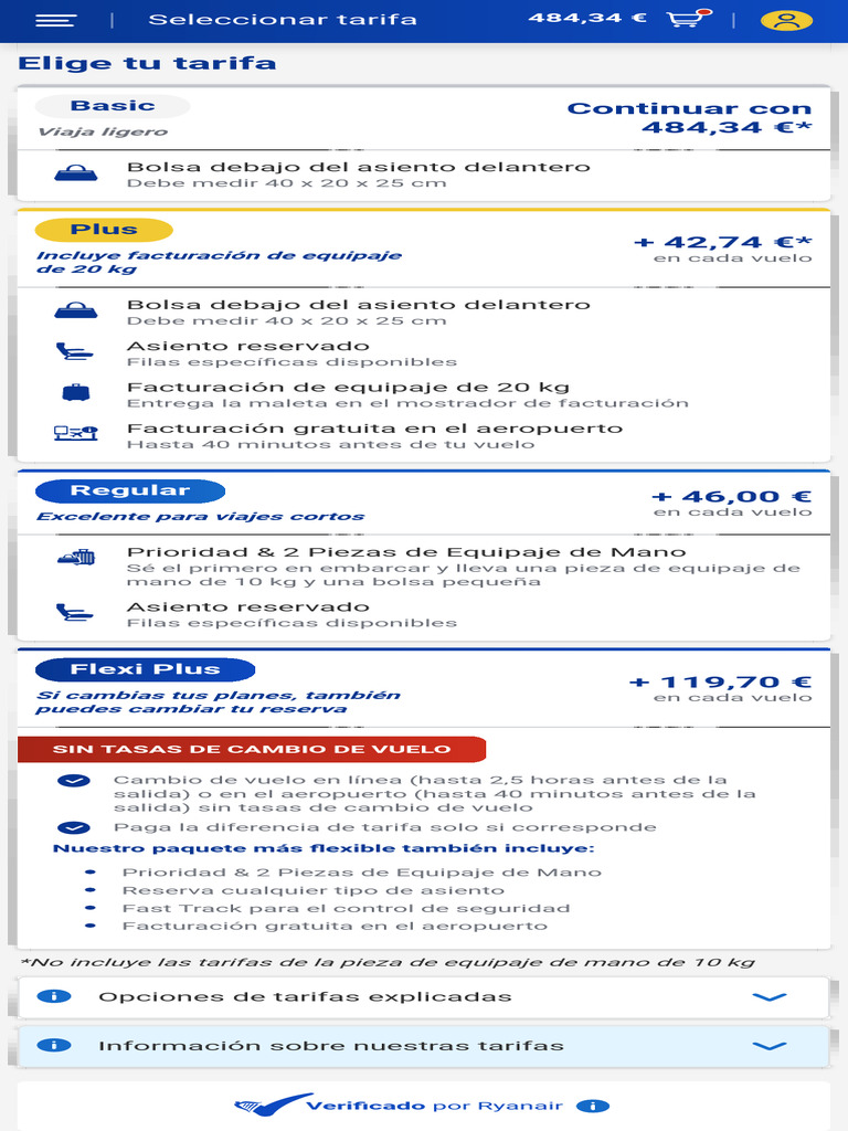 Tarifas de vuelo y equipaje Ryanair | PDF