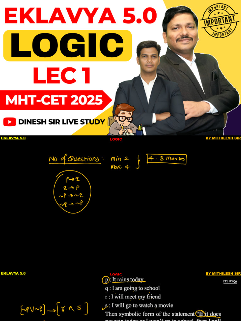 Eklavya 5.0 Logic Lec 1 | PDF