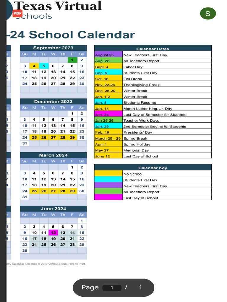 2023-2024 School Year Calendar | PDF