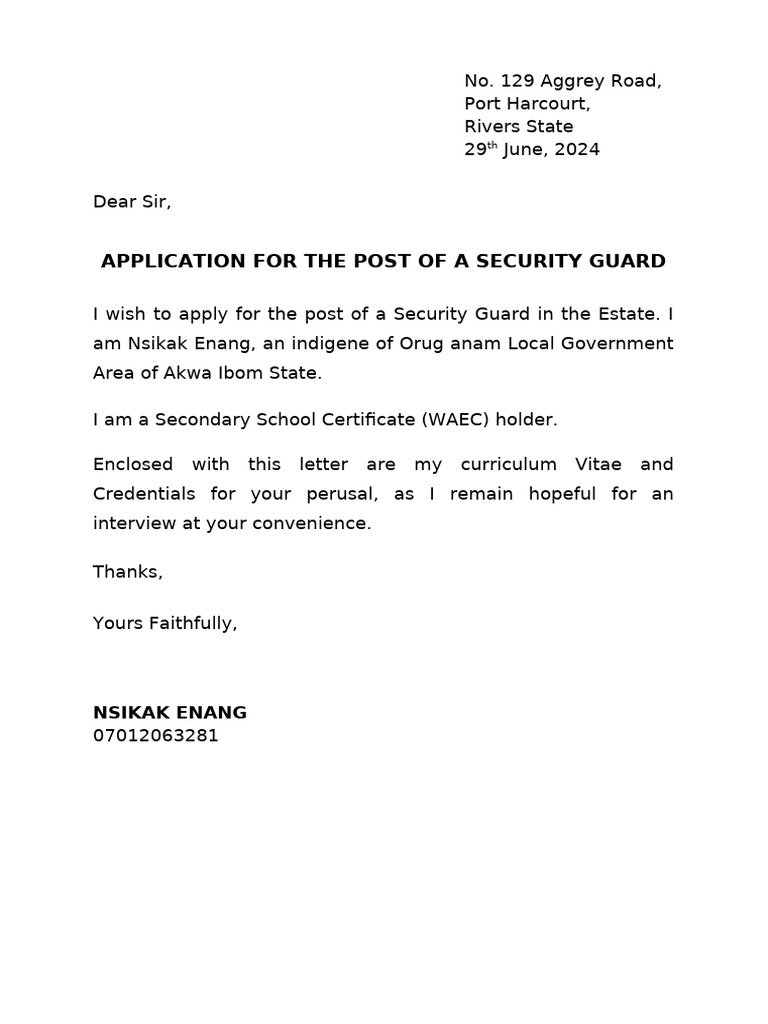 Letter of Application | PDF