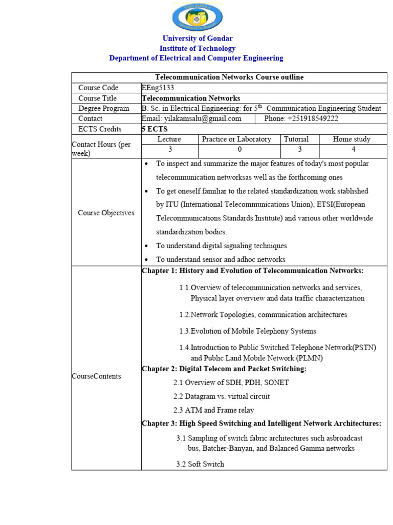 Course Guidebook for Telecom | PDF | Computer Network | Telecommunications