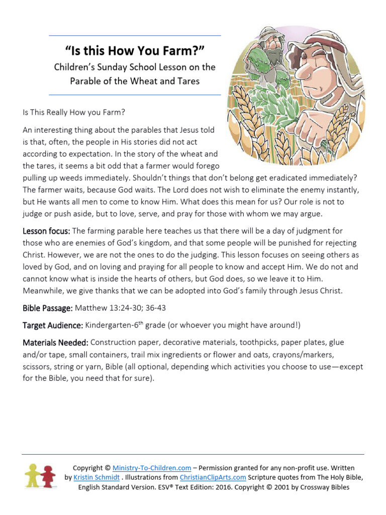 Sunday School Lesson: Wheat and Tares | PDF | English Standard Version ...