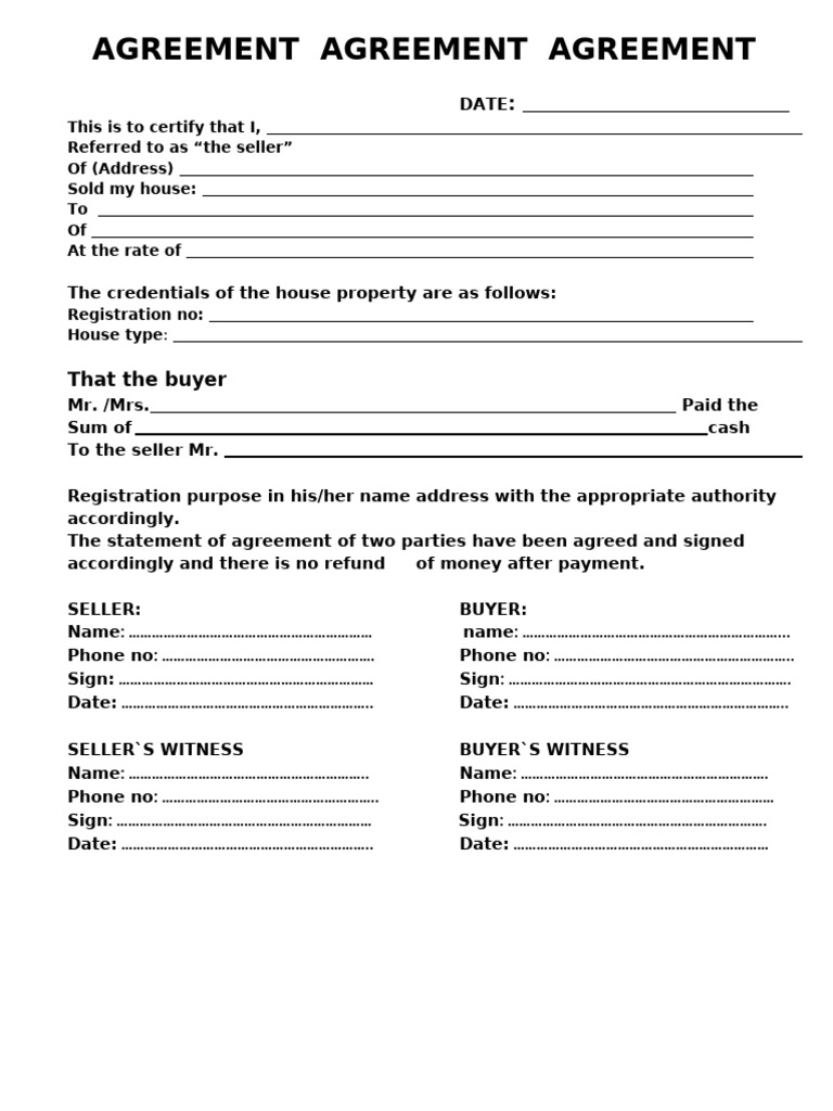Property Sale Agreement Template | PDF
