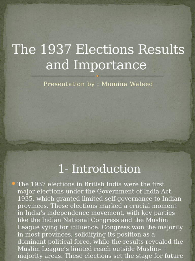 The 1937 Elections Results and Importance | PDF | Indian Independence ...