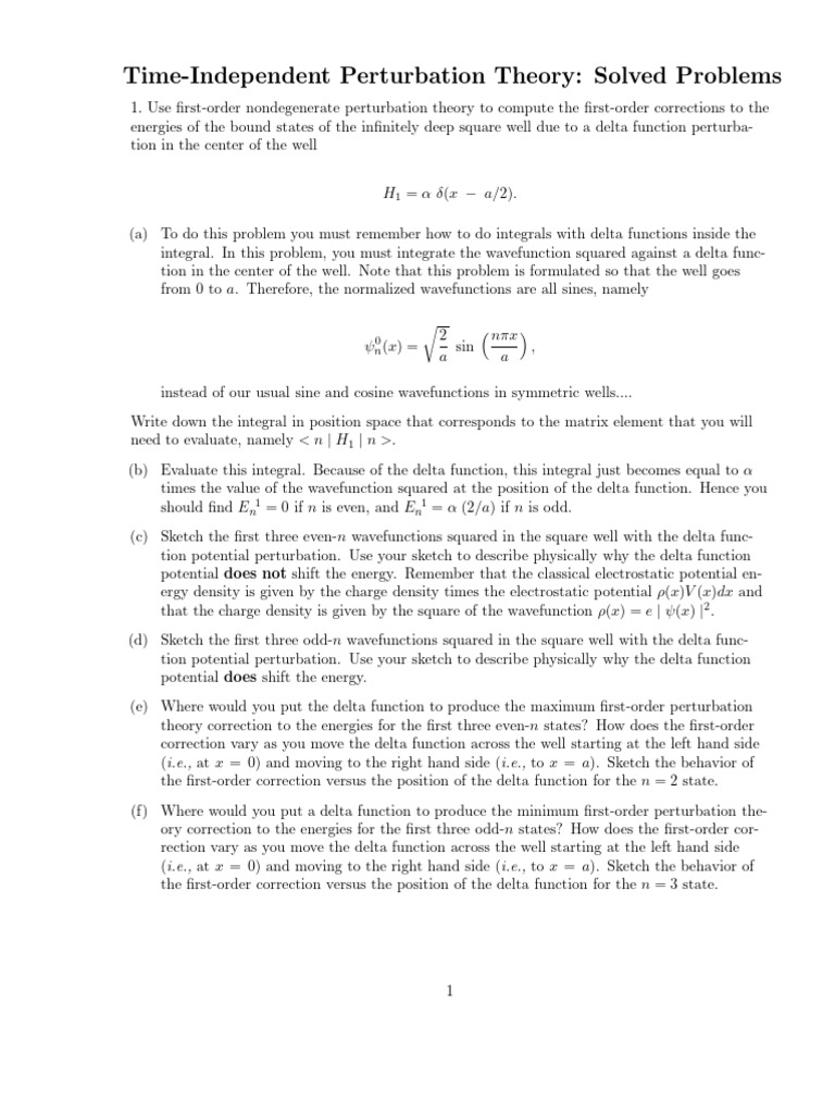 15 Solved | PDF | Perturbation Theory (Quantum Mechanics) | Eigenvalues ...