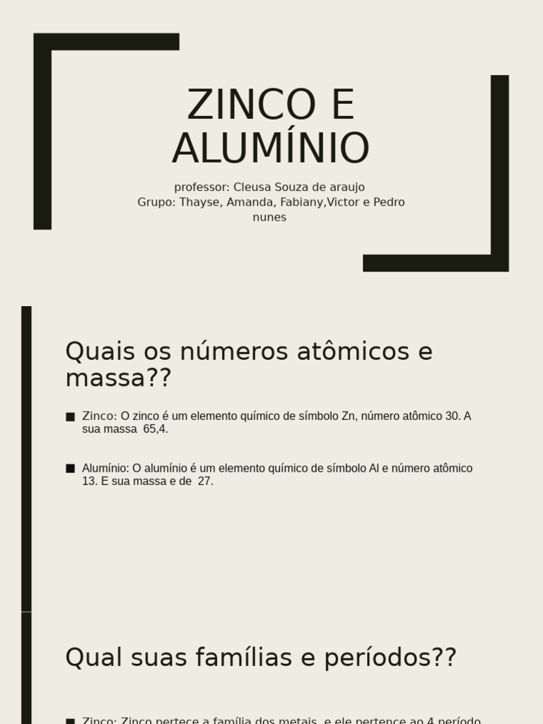 Zinco e Alumínio | PDF