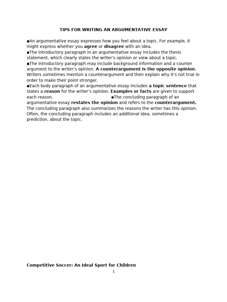 TIPS FOR WRITING AN ARGUMENTATIVE ESSAY (1) UL03102 Media & Society ...