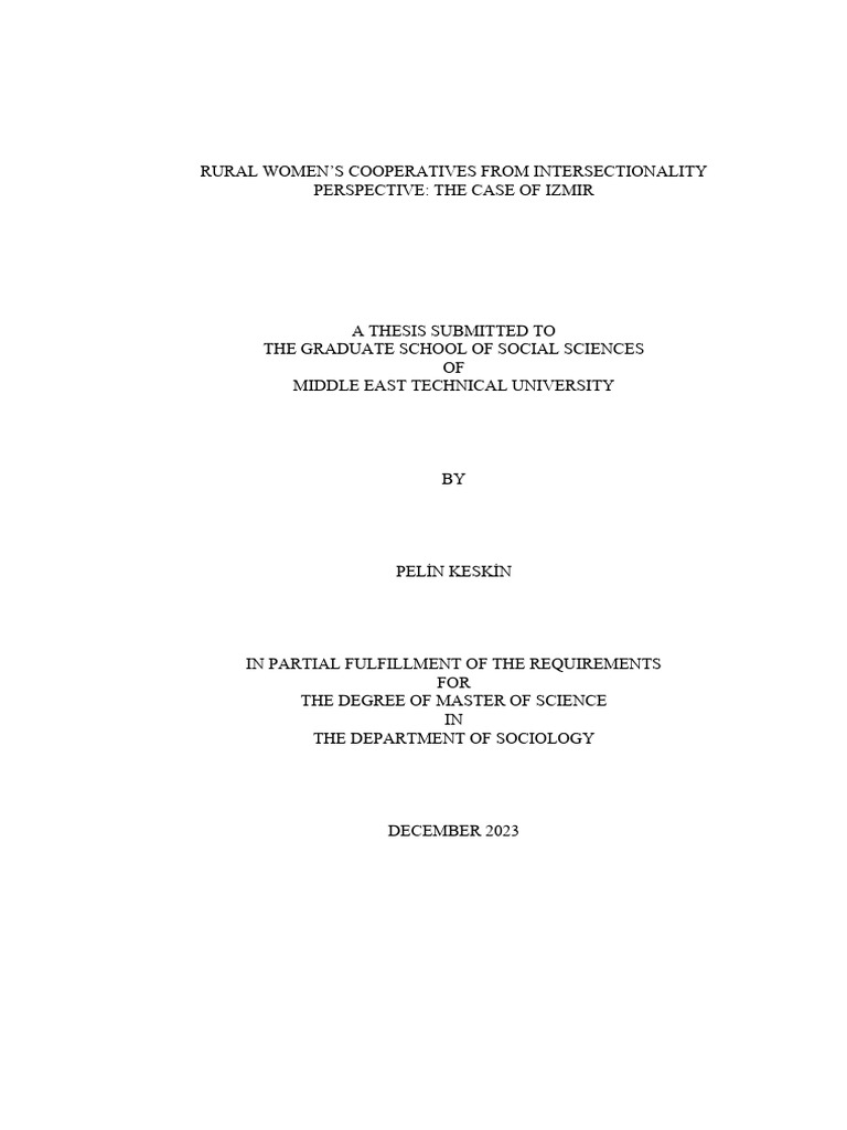 Master's Thesis-PelinKeskin - Referans - Düzeltilmi | PDF | Cooperative | Intersectionality