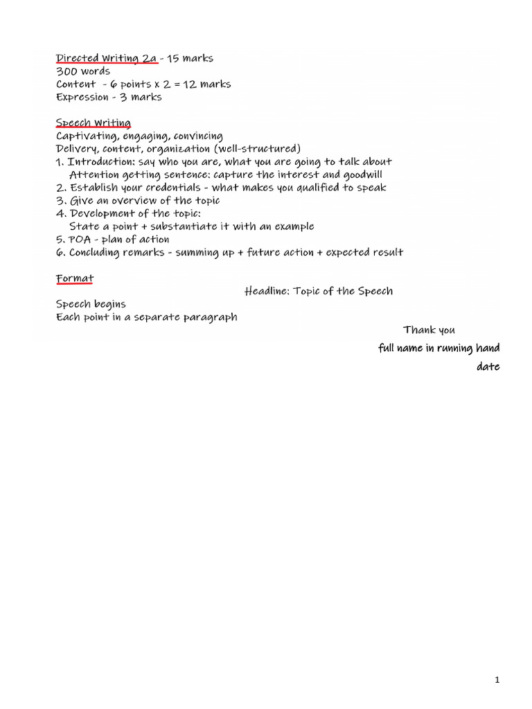 Speech Writing Guidelines | PDF