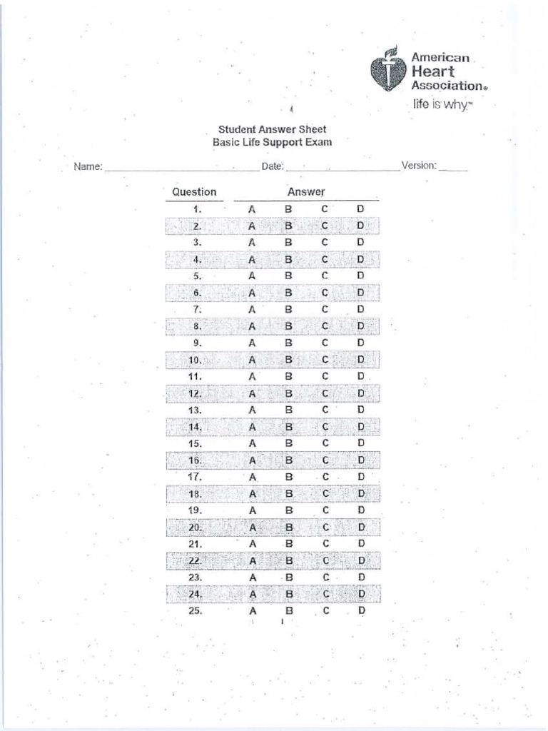 CPR Answer Sheet | PDF