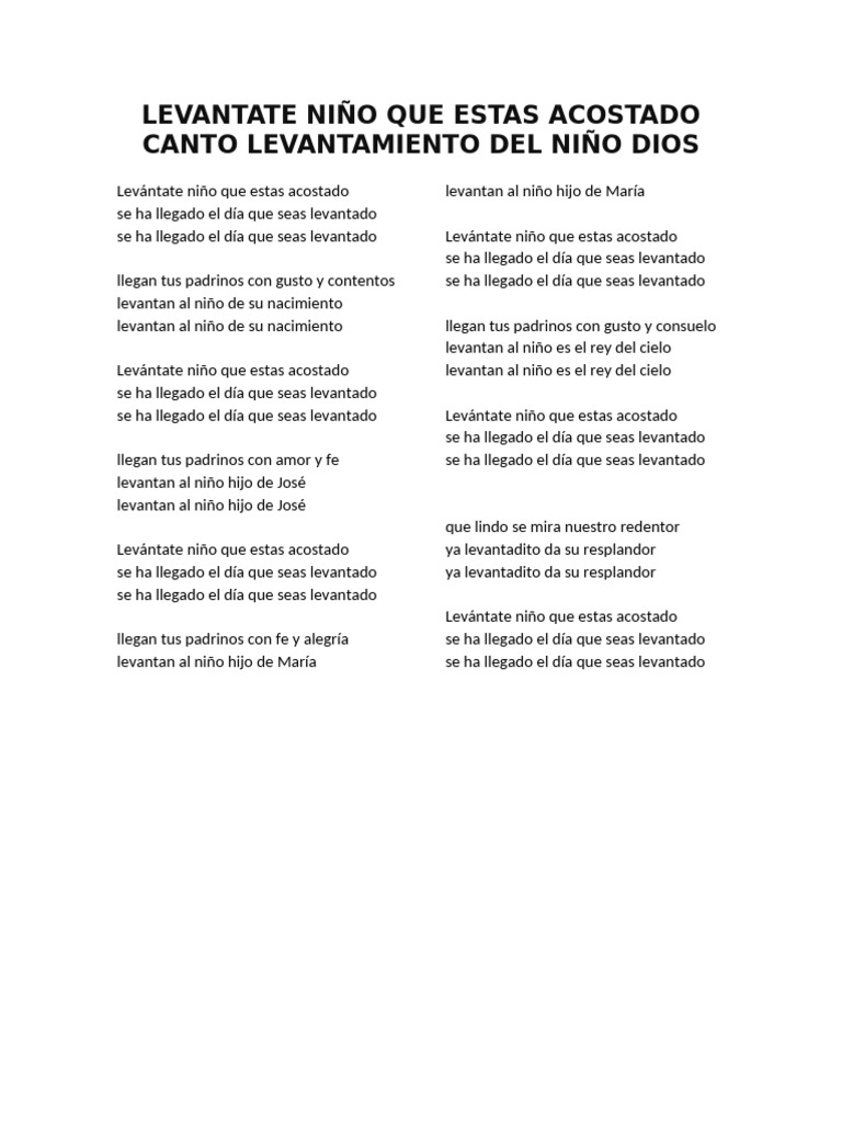 Canto para Levantar al Niño Dios | PDF