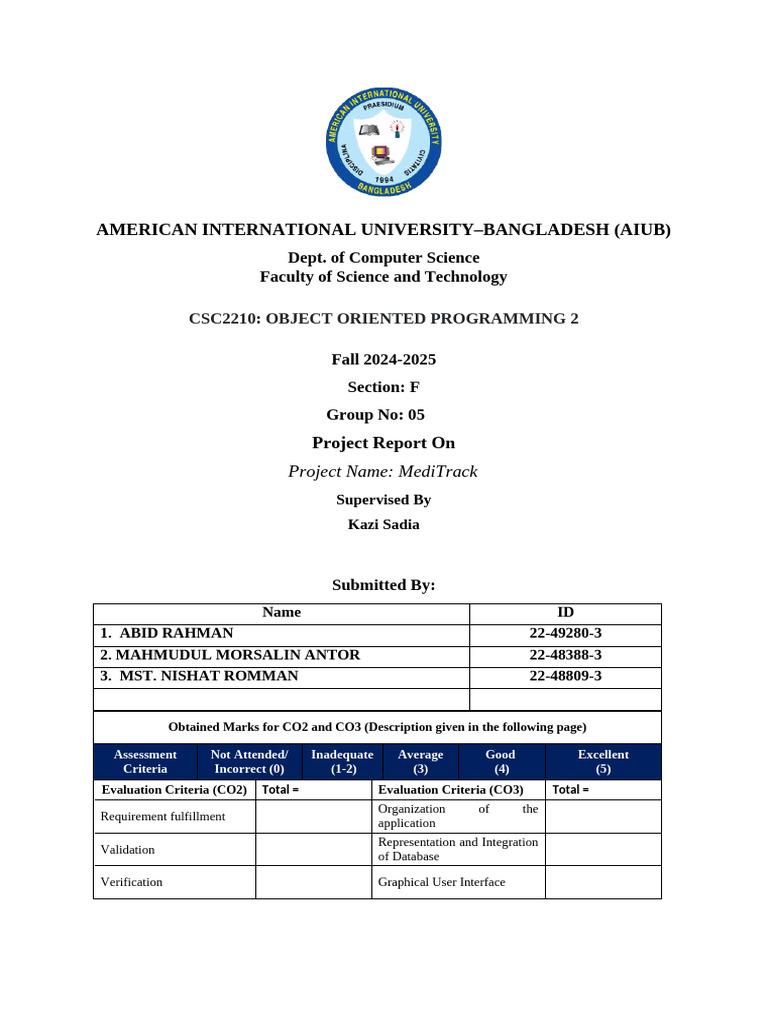 OOP2 Project Report Cover Page (1) | PDF | Verification And Validation | System