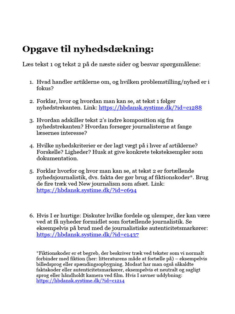Opgave Til Nyhedsdækning | PDF