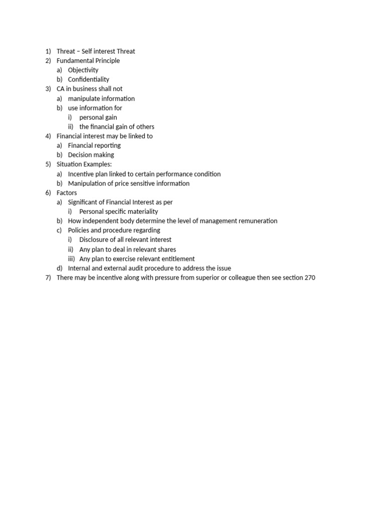 Managing Self-Interest Threats in Business | PDF