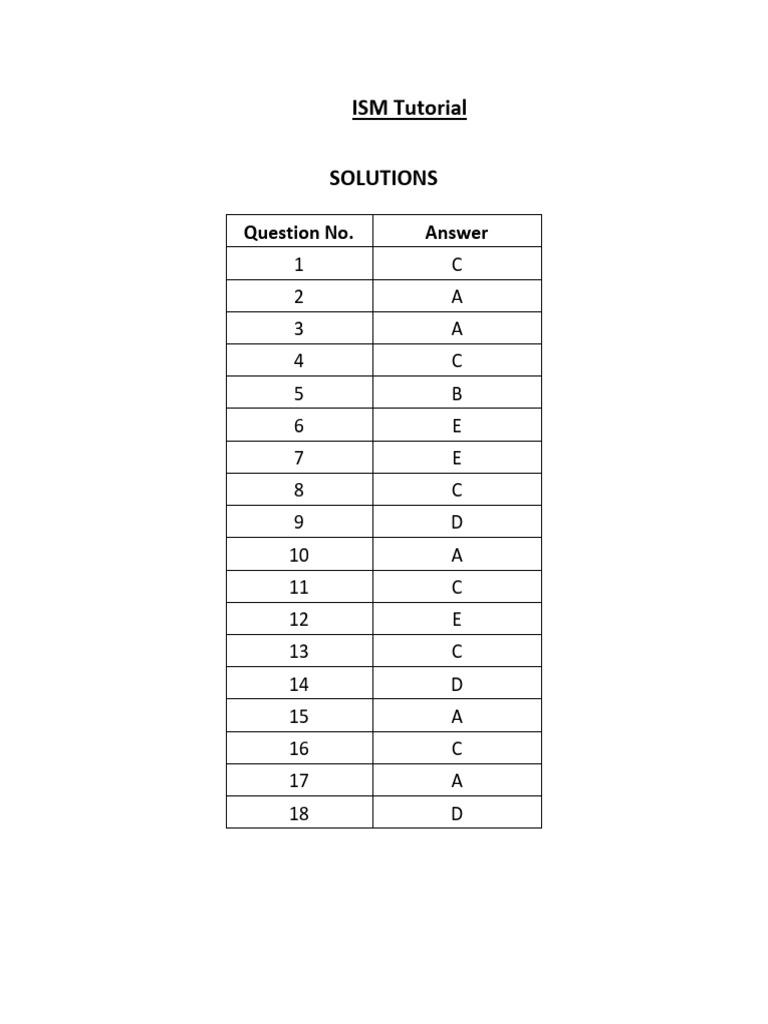 Tutorial Solutions-Answers - IsM (1) | PDF